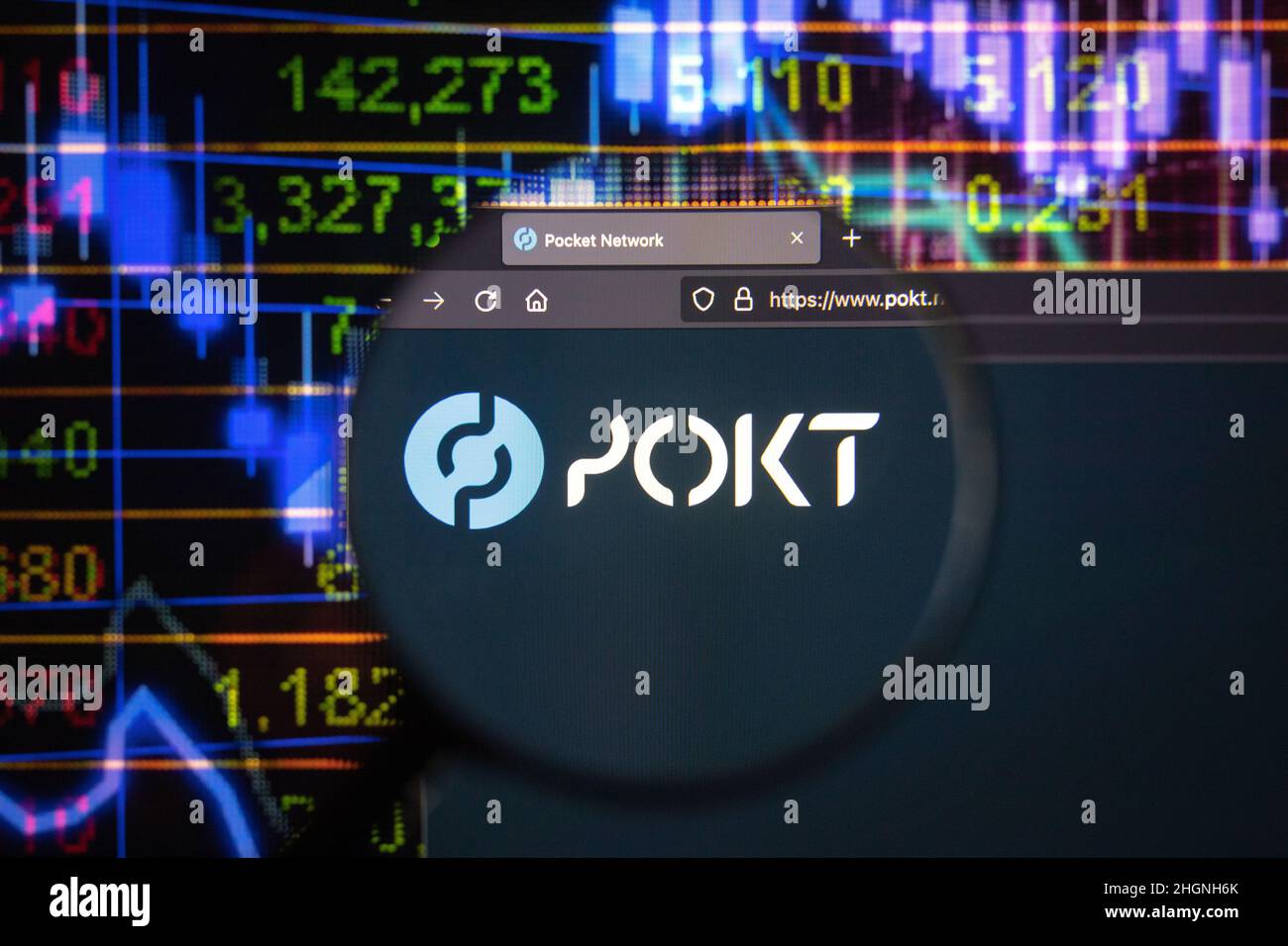 Pocket network crypto company logo on a website, seen on a computer ...