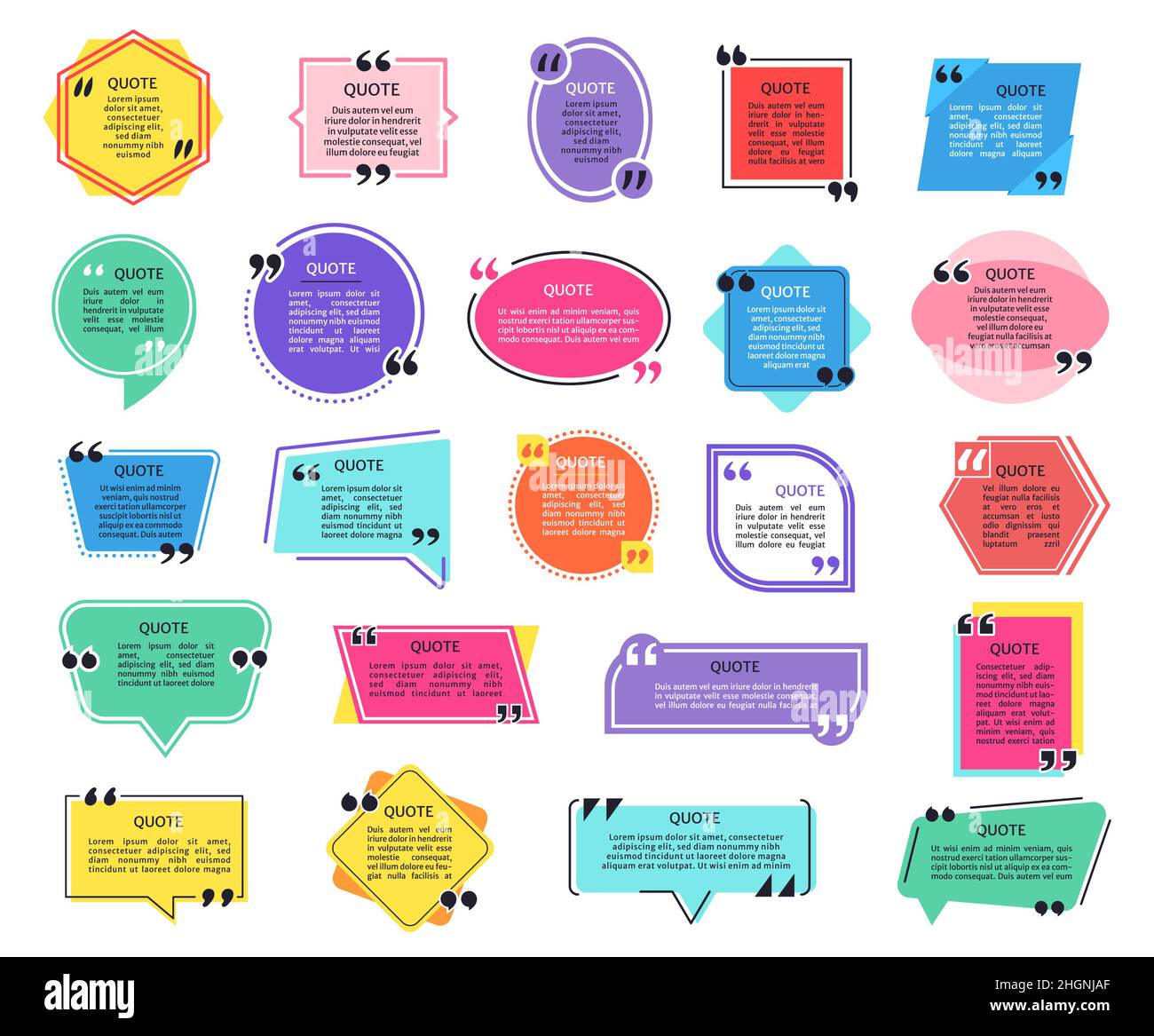 Colored quote frames for text phrase message and quote. Vector quote ...