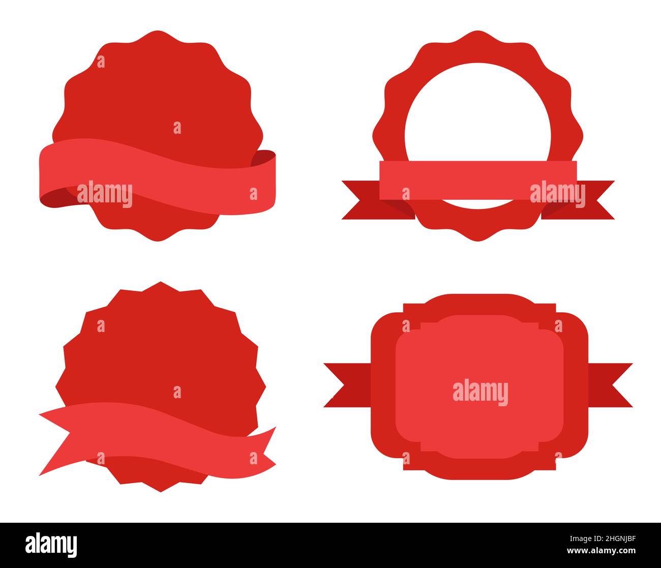 Red flag ribbon labels and badges collection. Vector banner label with ...