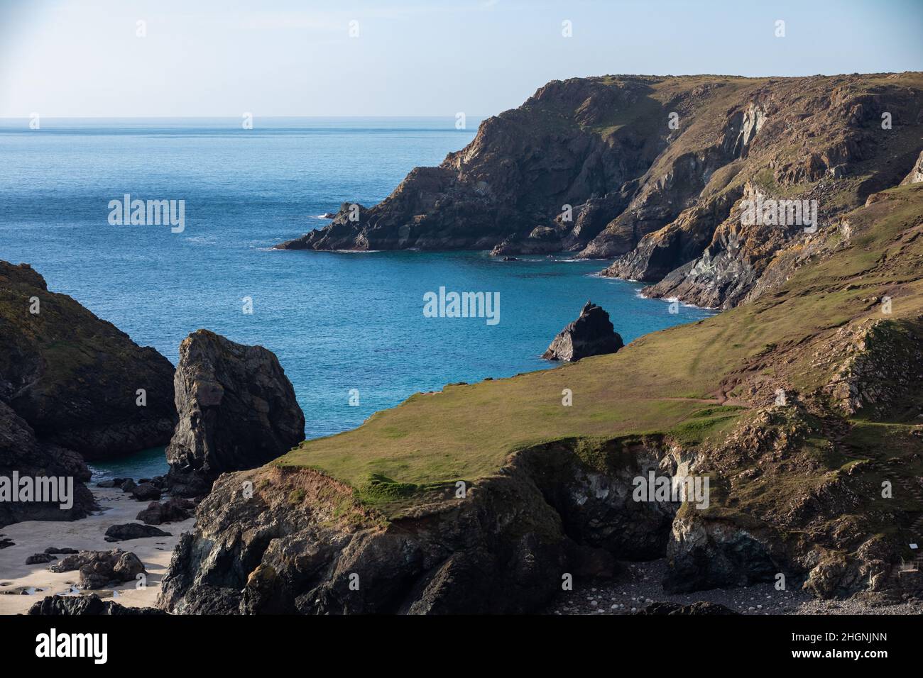 Sunshine over Kynance Cove in Cornwall,uk Stock Photo - Alamy