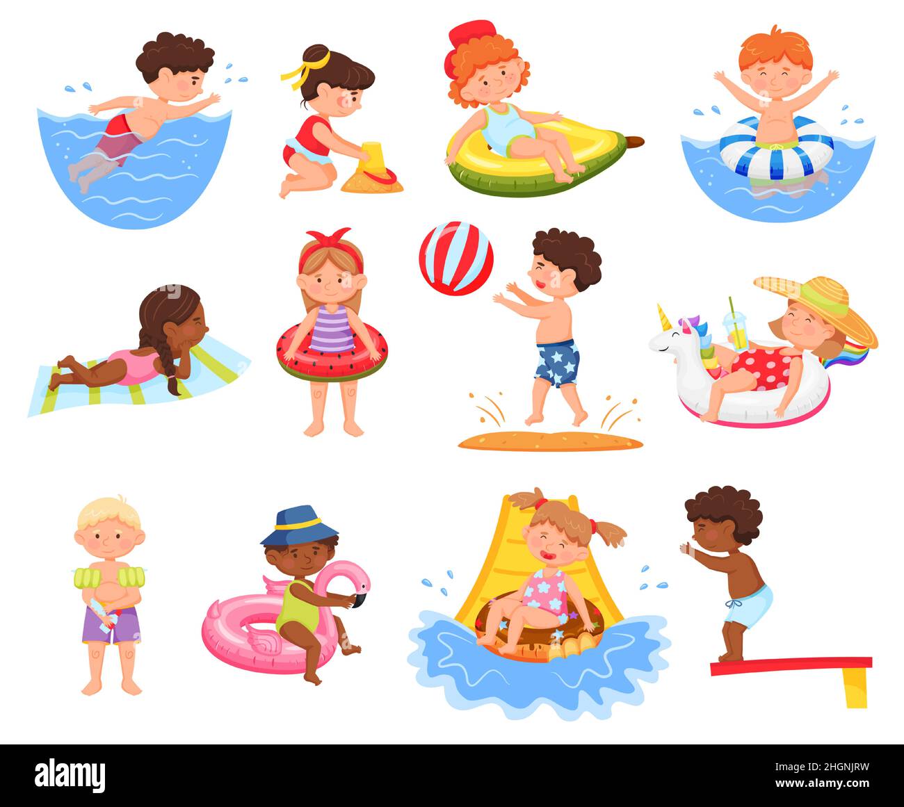 Boy and girl swimming together Stock Vector Images - Alamy