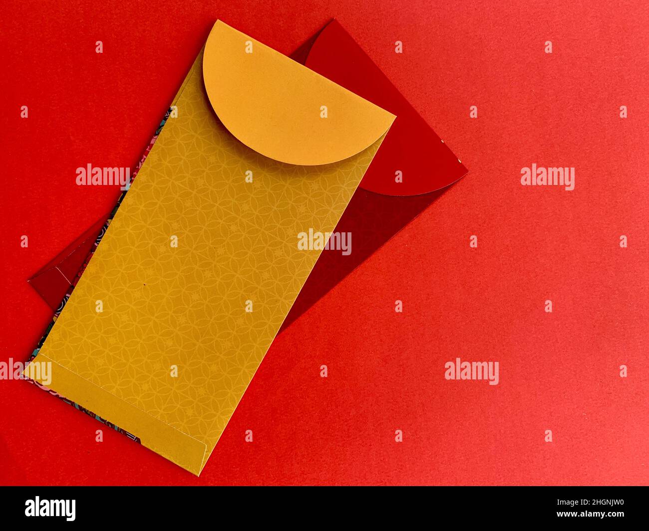 Golden yellow and dark red envelopes with red background. Lunar ...