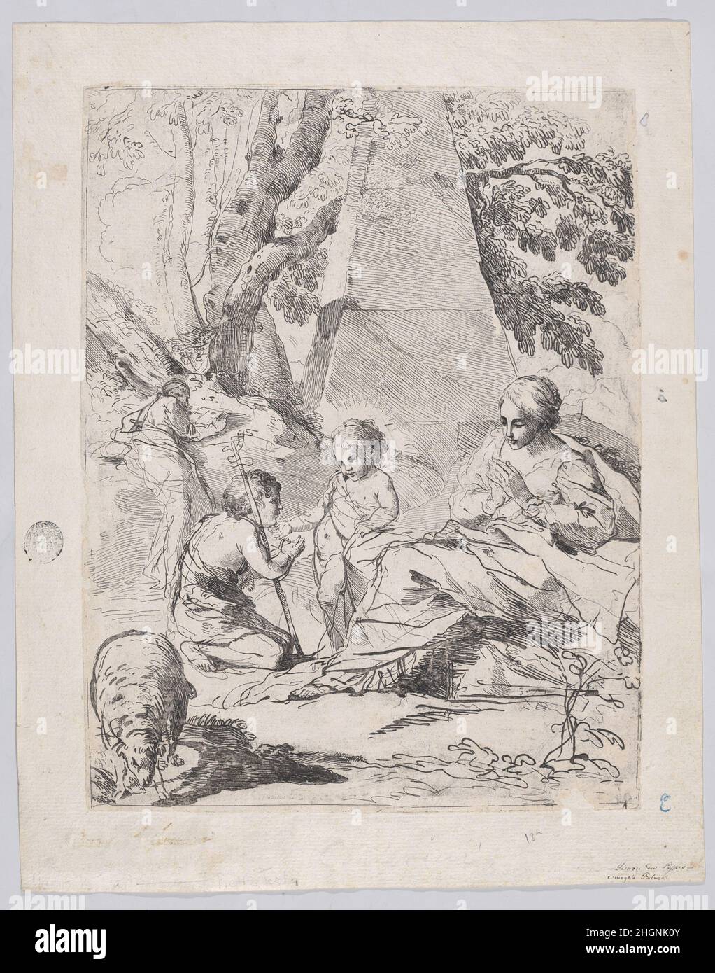 The Virgin at the right with the Christ Child and St John the Baptist ...