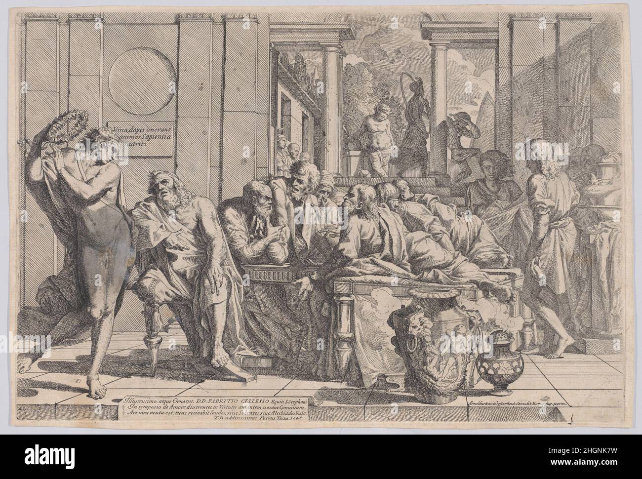 Plato's symposium: Socrates and his companions seated around a table ...