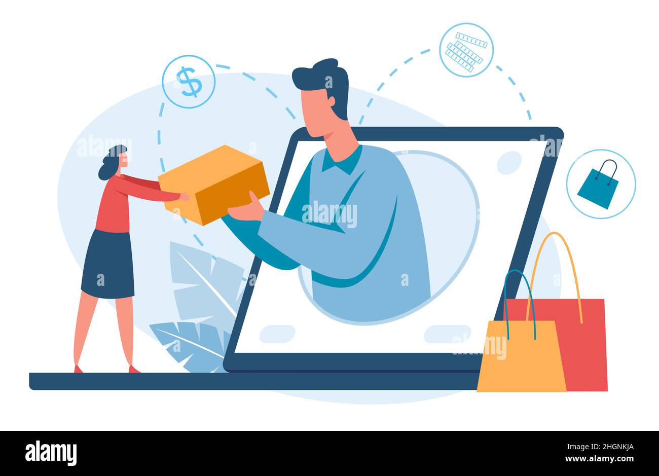 Online store delivery service, receive parcel from shop. Vector store ...