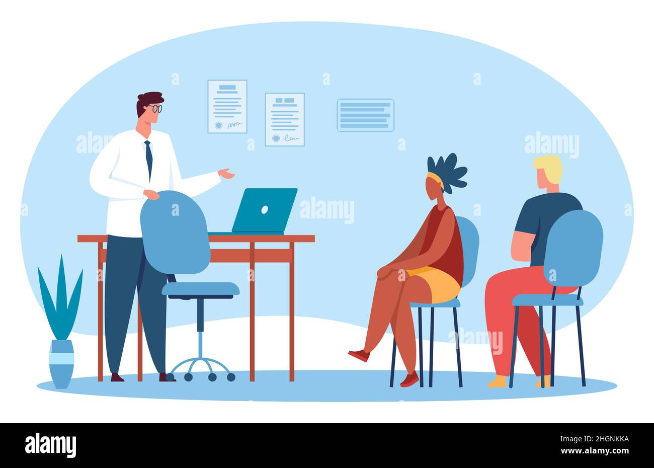 People couple at therapy session with psychologist. Vector therapy ...