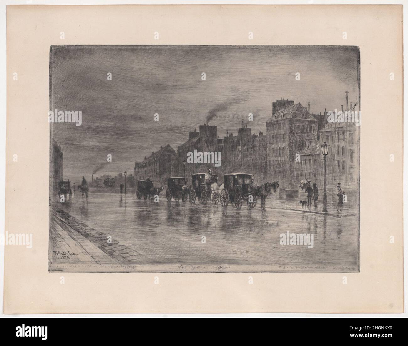 Winter Morning on the Quai de l'Hôtel-Dieu (Cabstand) 1876 Félix ...