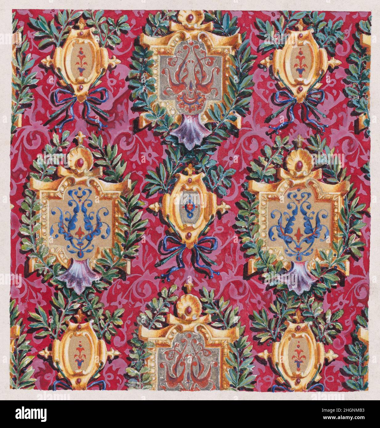 Design for Wallpaper with Alternating Vertical Rows of Pairs of ...