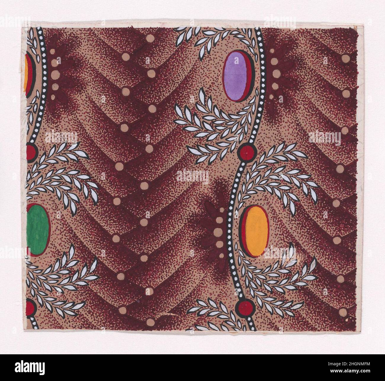 Textile Design with Alternating Vertical Stripes of Zig-Zagging Pearls ...