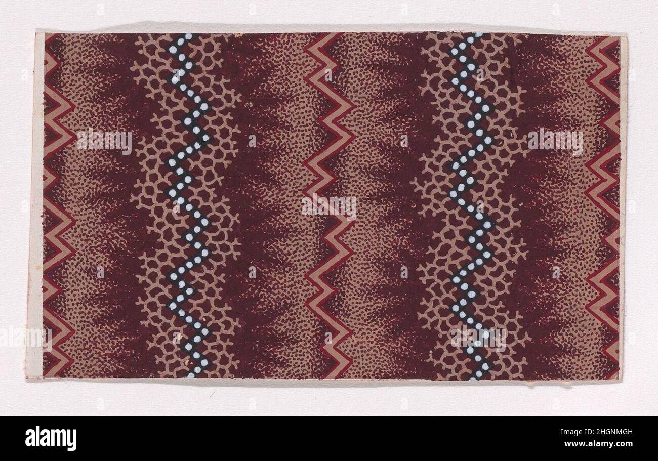 Textile Design with Alternating Vertical Zig-Zagging Strips and Pearls ...