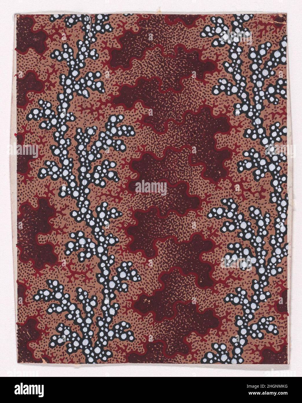 Textile Design with Vertical Undulating Garlands of Pearls Separated by ...