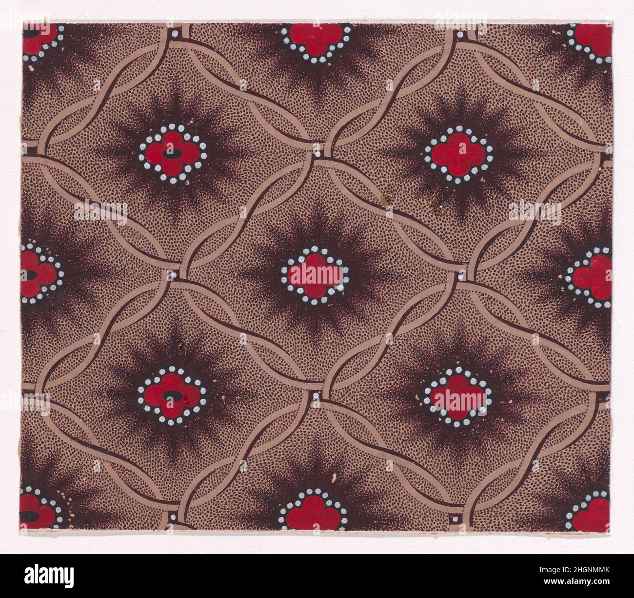 Textile Design with Vertical Vermicular Strips of Pearls Separated by ...