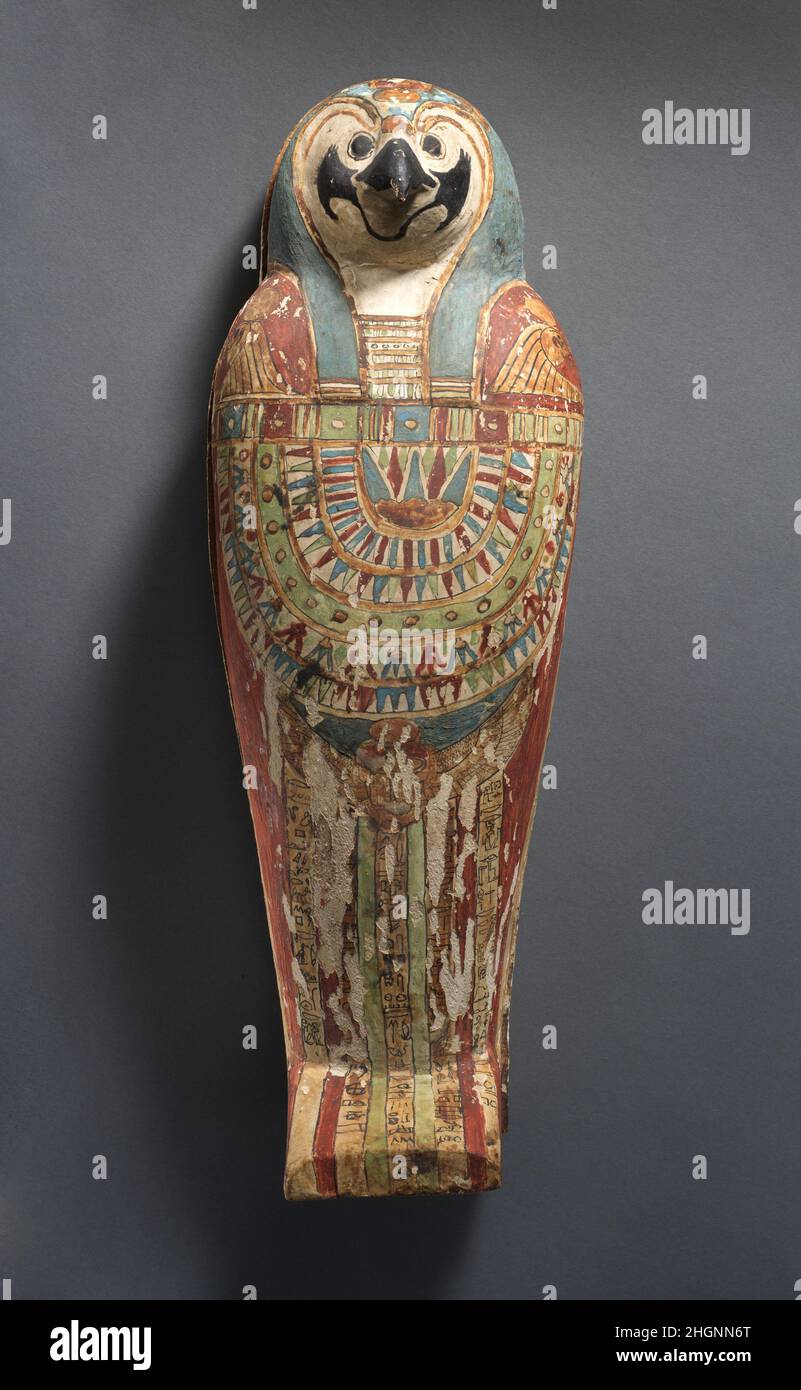 Falcon-form case containing a corn mummy 332–30 B.C. Ptolemaic Period ...