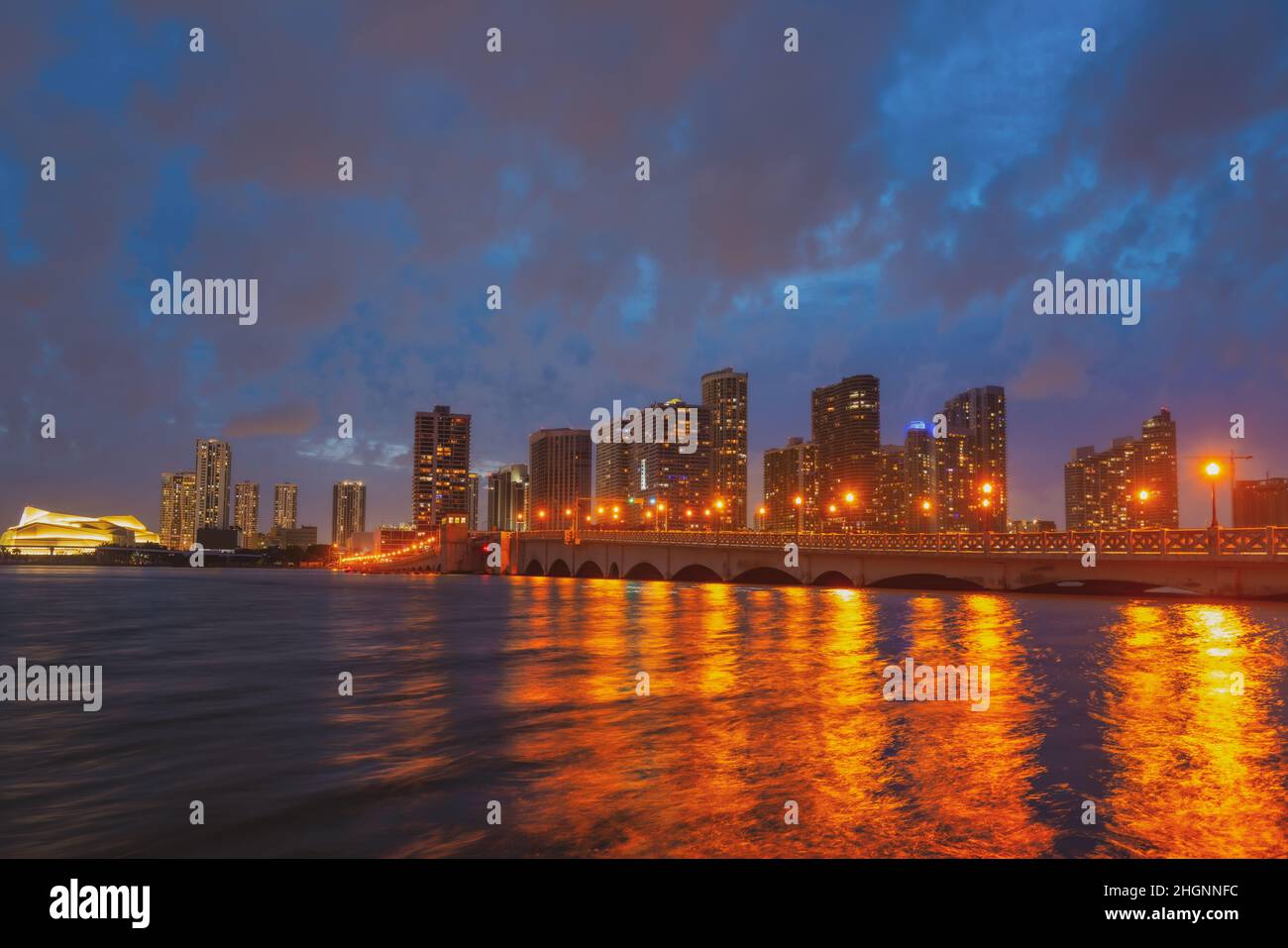 Miami city skyline view from Biscayne Bay Stock Photo - Alamy