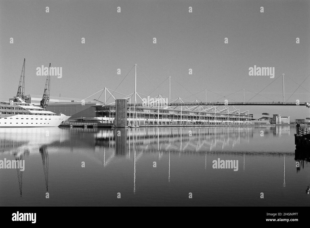 Royal Victoria Dock Bridge and the Excel Arena in London Docklands ...
