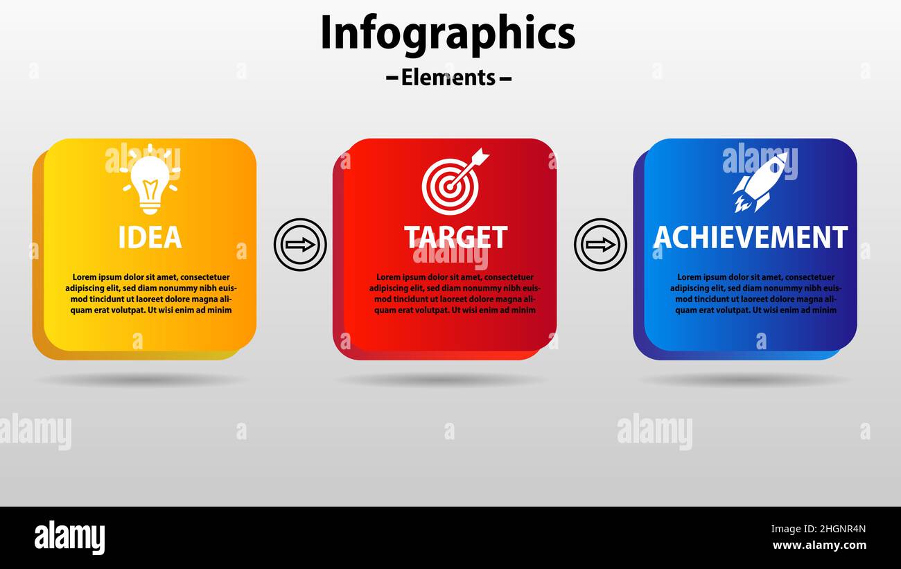 Three steps business infographics elements isolated on white background ...