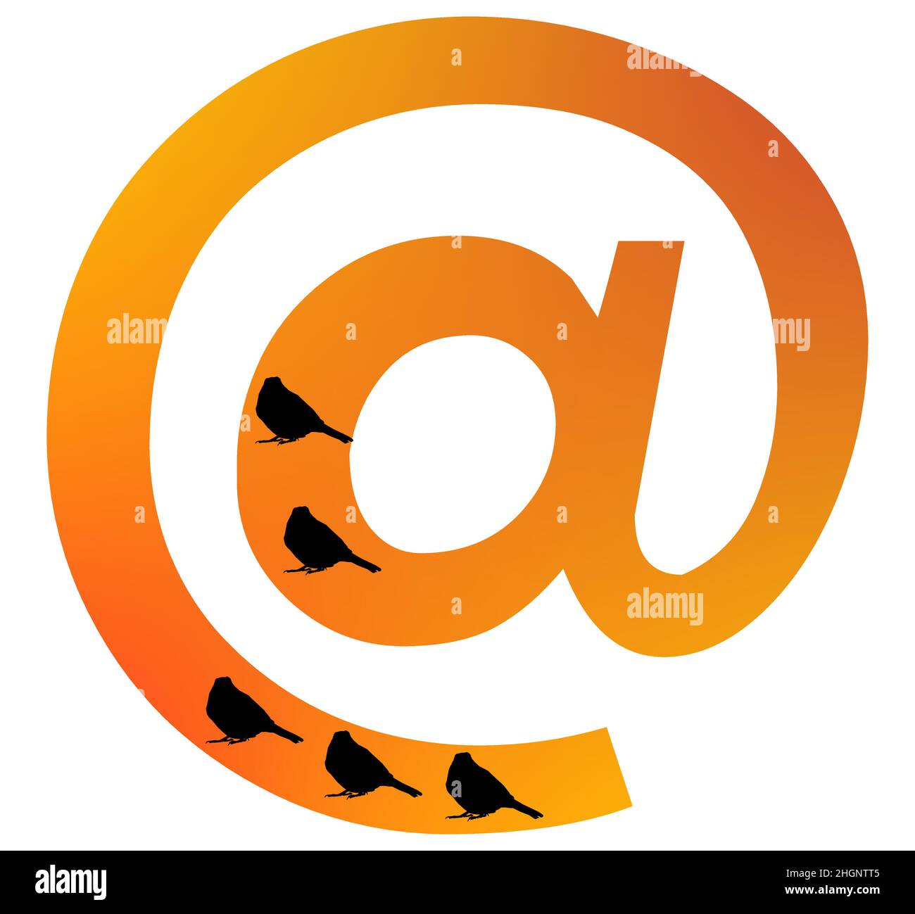 Mail sign, at sign of the alphabet made with color orange and three ...