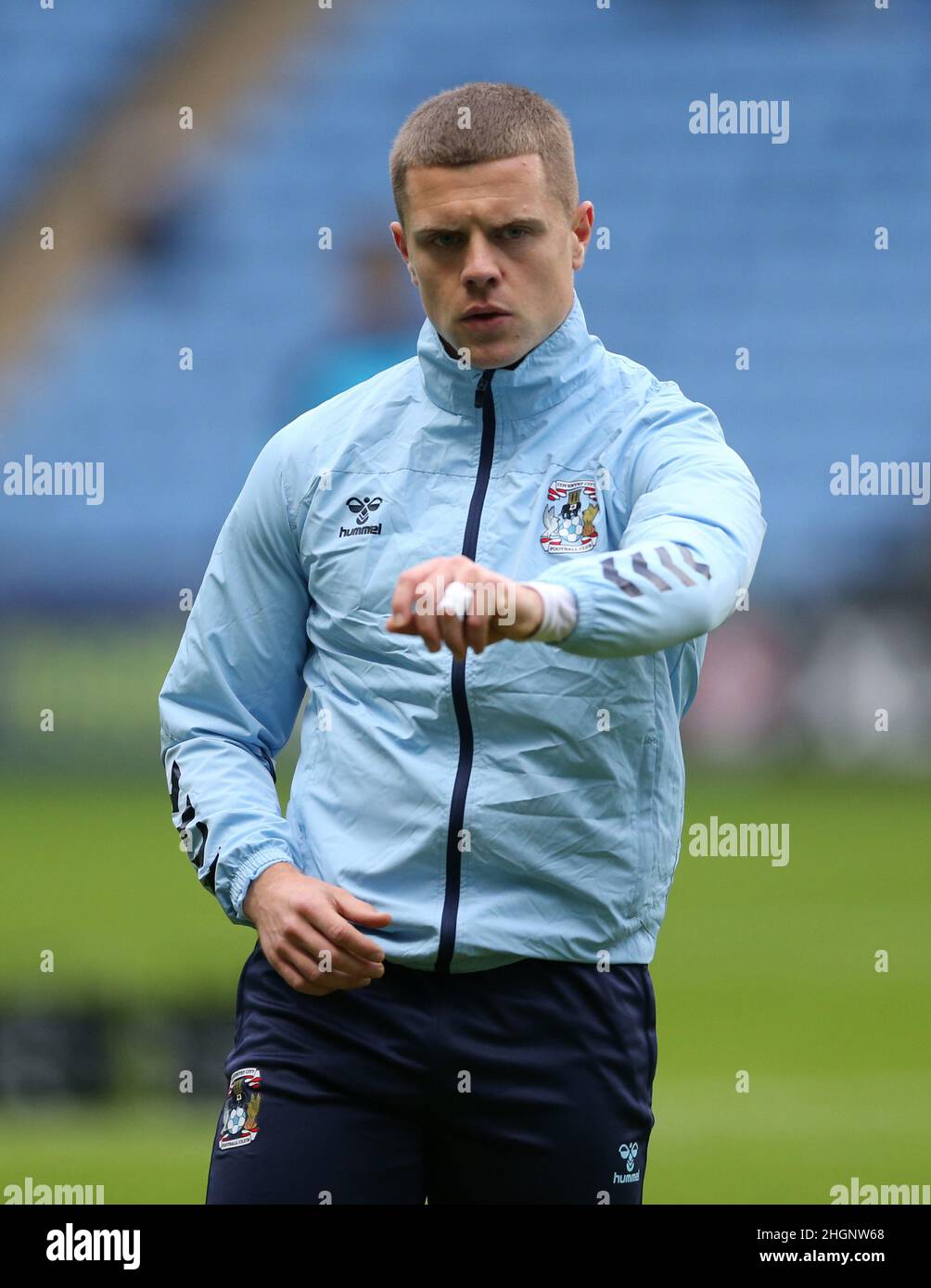 Coventry City's Jake Bidwell warming up before the Sky Bet Championship ...