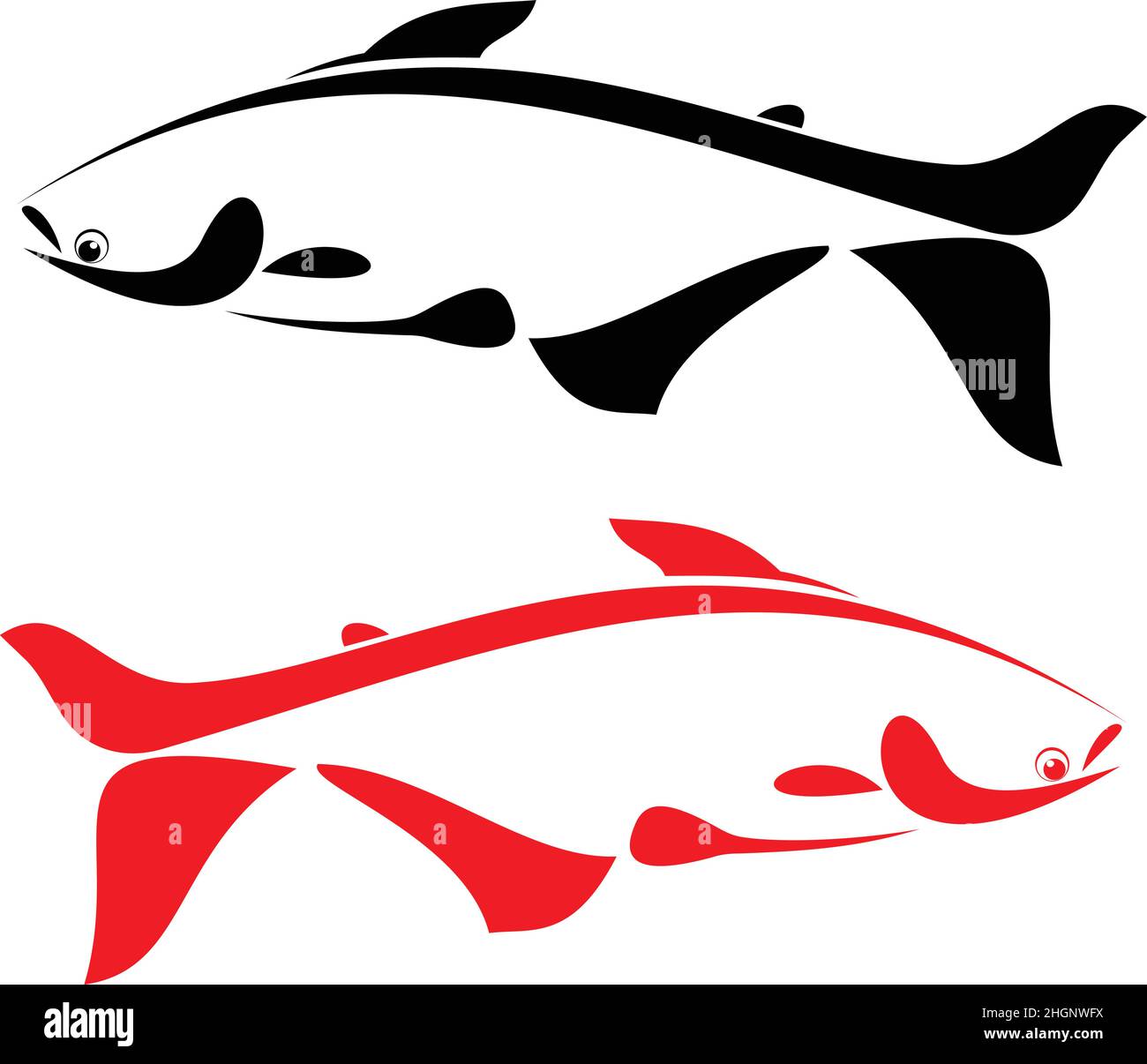 Two Fish. Easy editable layered vector illustration Stock Vector Image ...