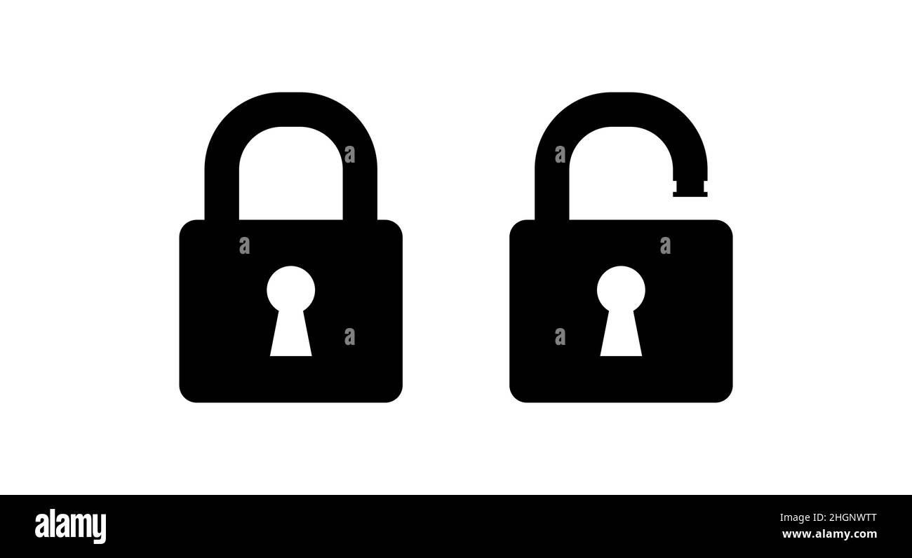 Open and closed padlock icons. Security symbol. Flat vector ...