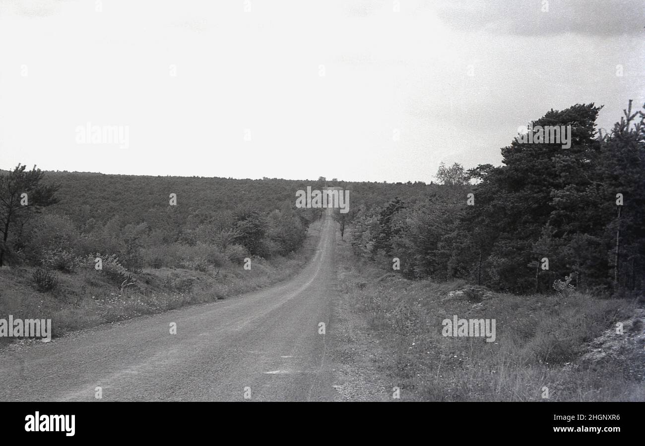 1950s, historical, long country road, rural France Stock Photo - Alamy