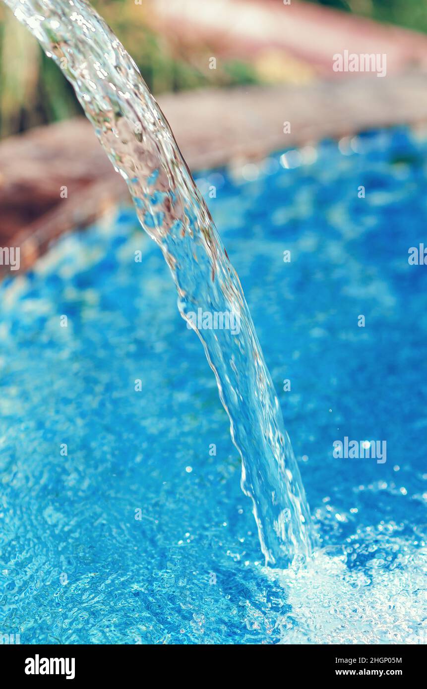 Stream of water falling into pond. Purity freshness energy water Stock ...