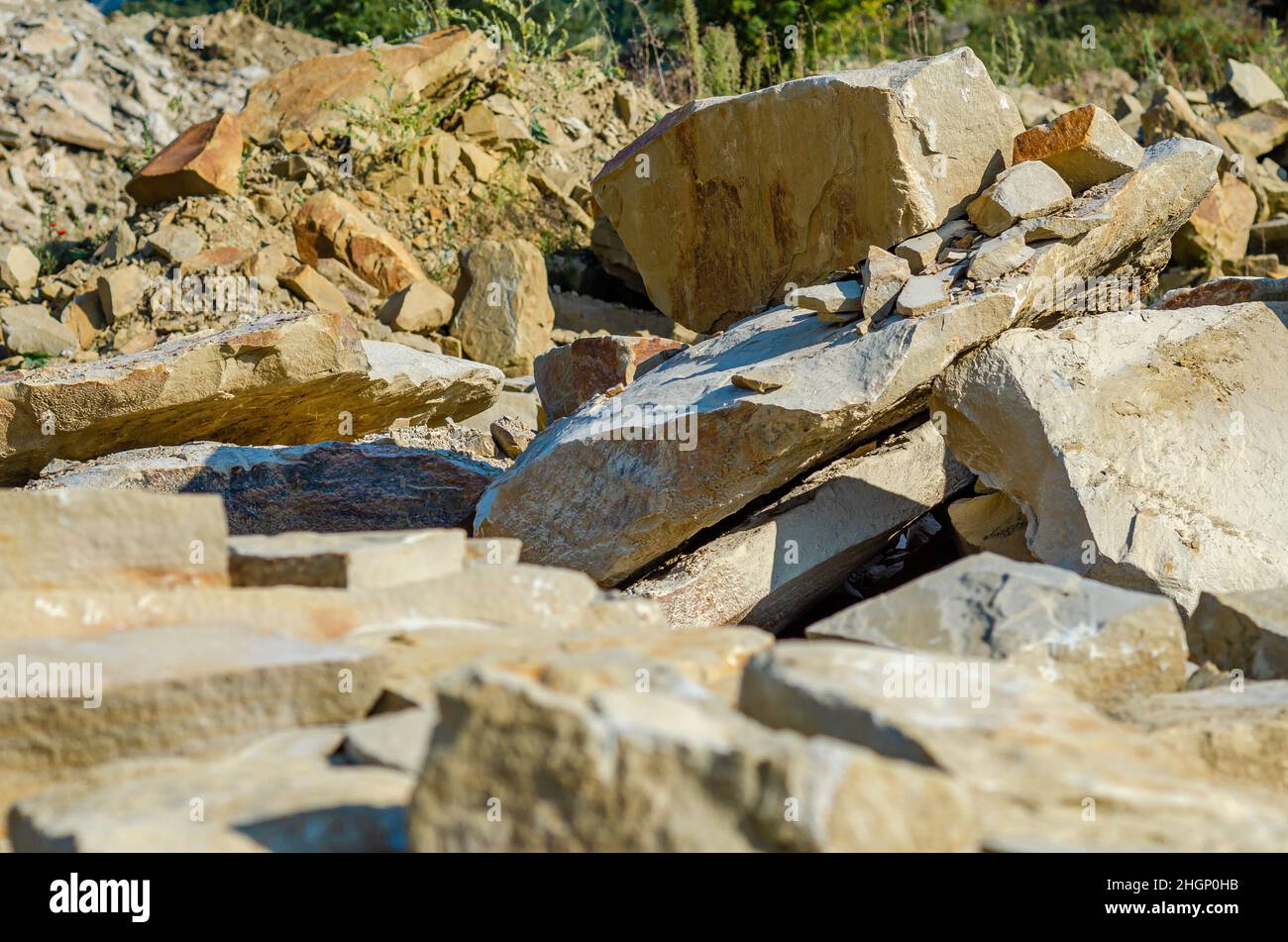 Pile of natural stone for background texture. Stone mining Stock Photo ...