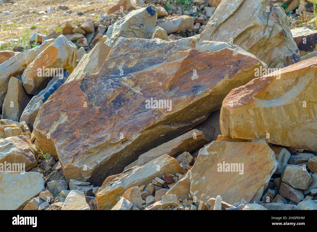 Pile of natural stone for background texture. Stone mining Stock Photo ...