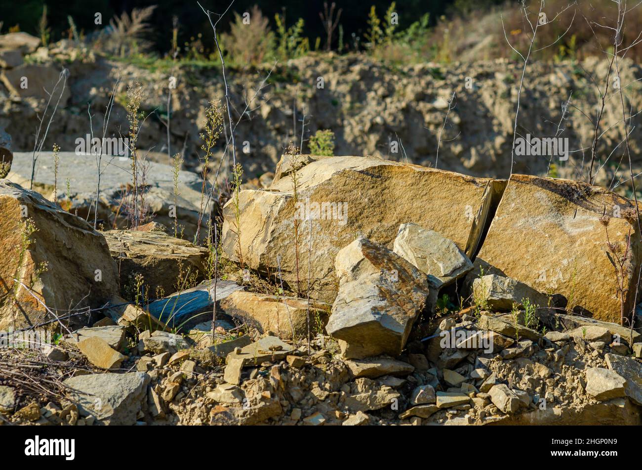 Quarry for natural stone mining. Stone in nature Stock Photo - Alamy