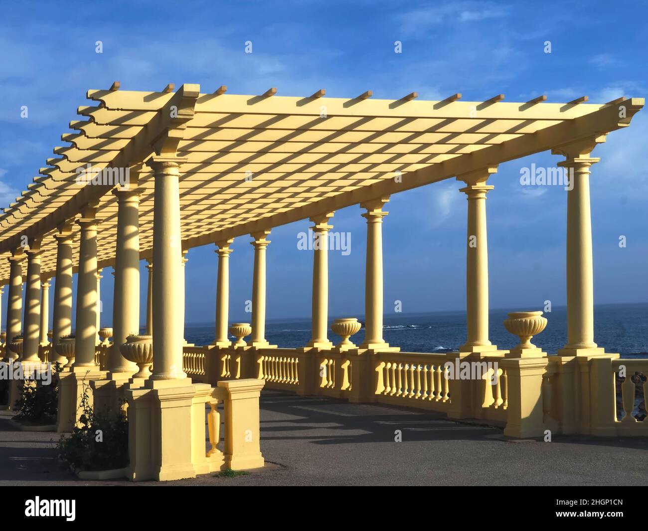 Promenade with the yellow pergola da Foz in Porto in Portugal Stock ...