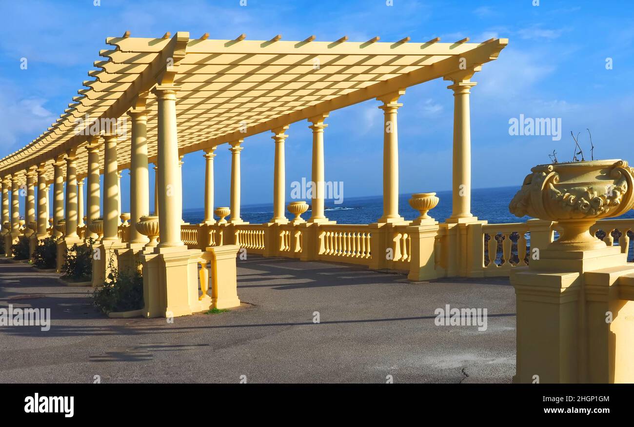 Promenade with the yellow pergola da Foz in Porto in Portugal Stock ...