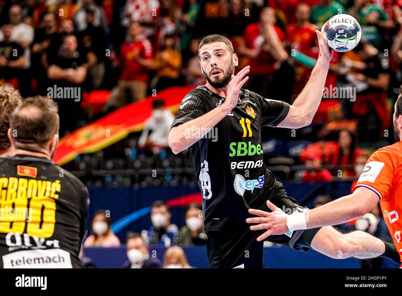 BUDAPEST, HUNGARY - JANUARY 22: Branko Vujovic of Montenegro during the ...