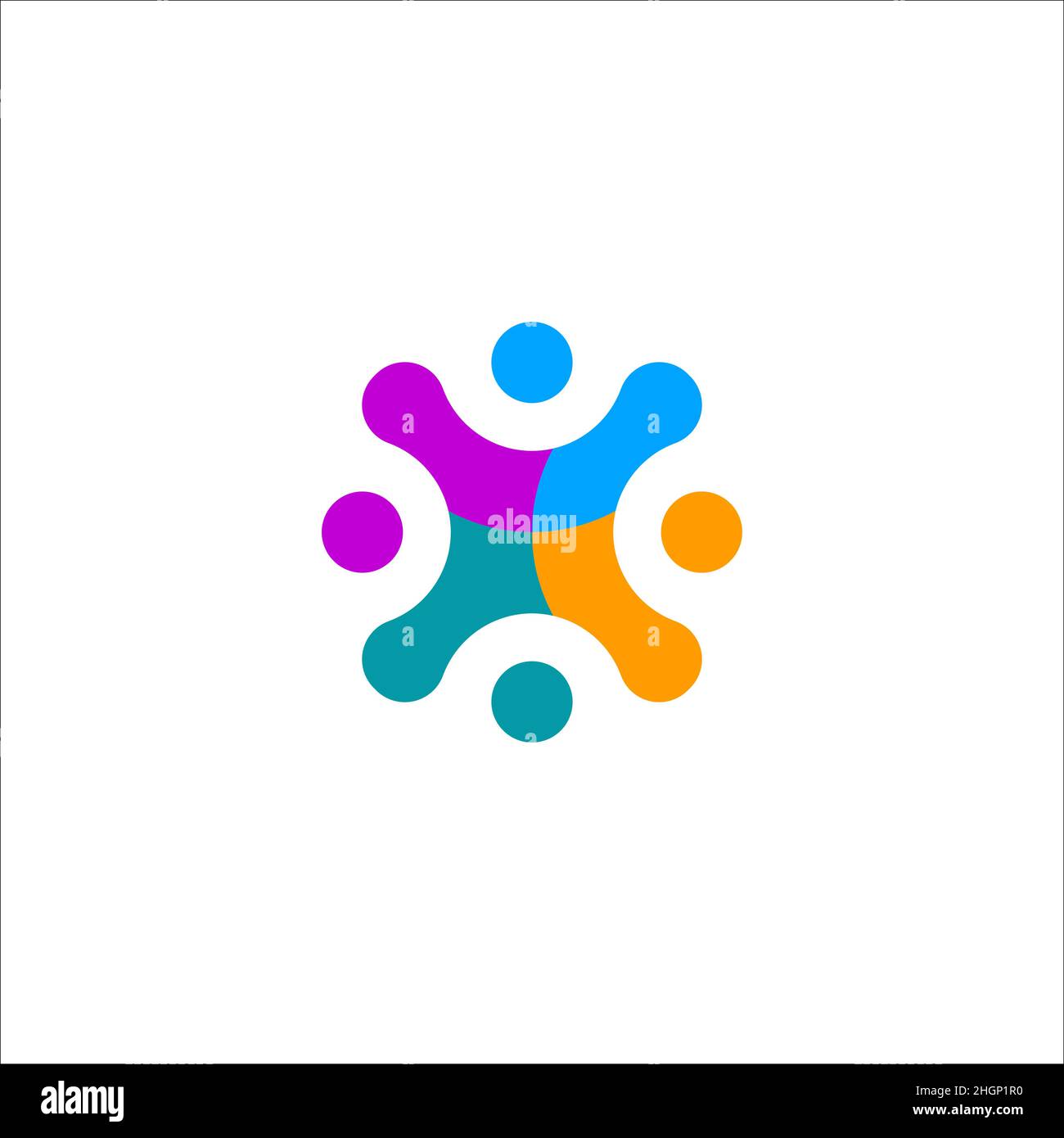 Teamwork icon, unity of people logo. Friendship, family abstract round ...