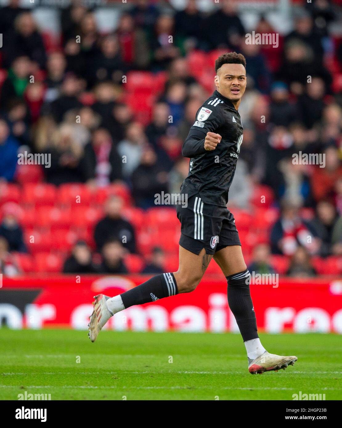 Fulham's Rodrigo Muniz celebrates scoring against Stoke City during the ...
