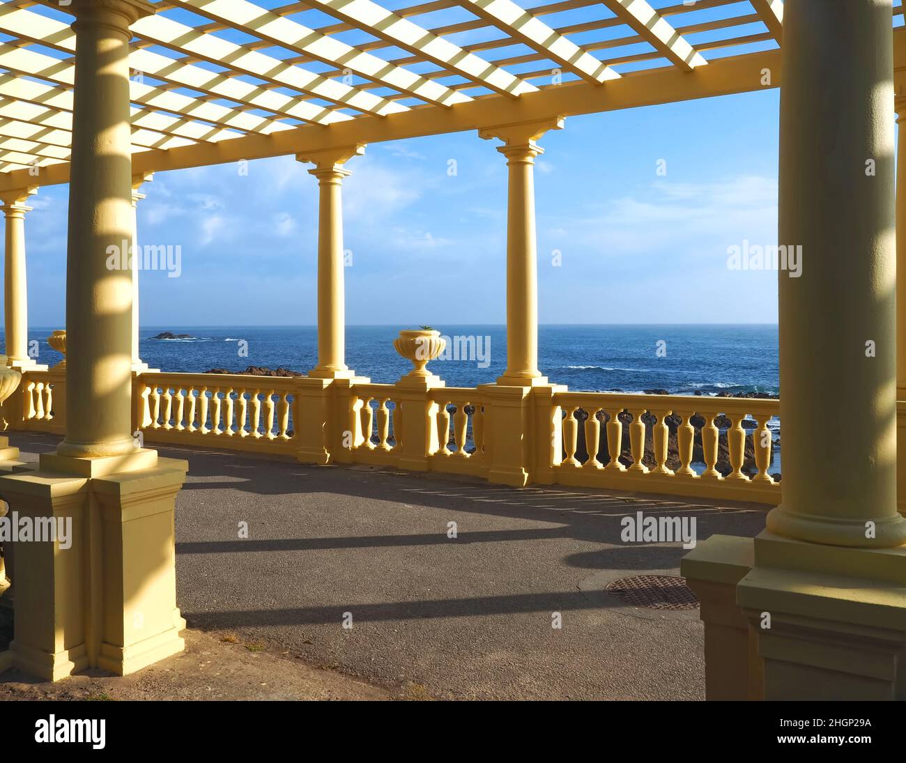 Promenade with the yellow pergola da Foz in Porto in Portugal Stock ...
