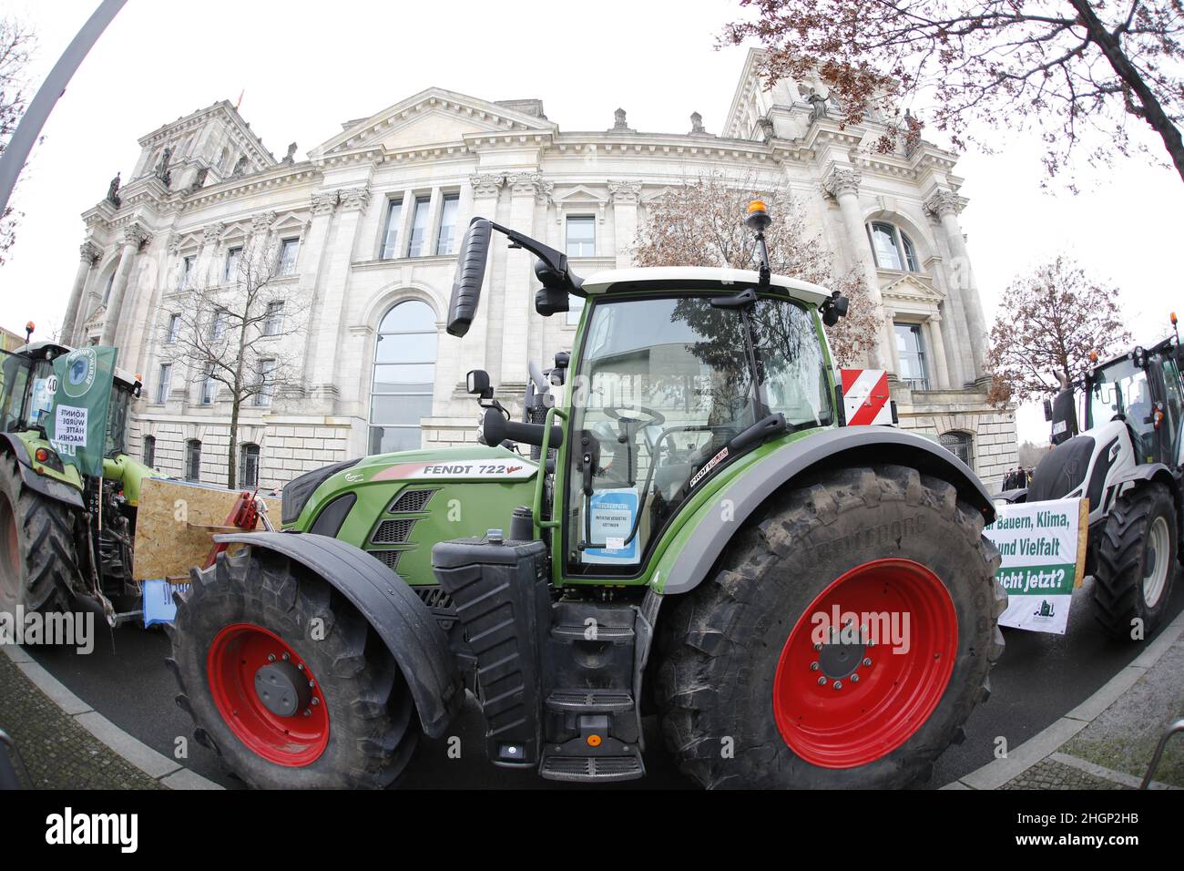 1/22/2022, Berlin, Germany, tractors before on the Bundestag. The ...