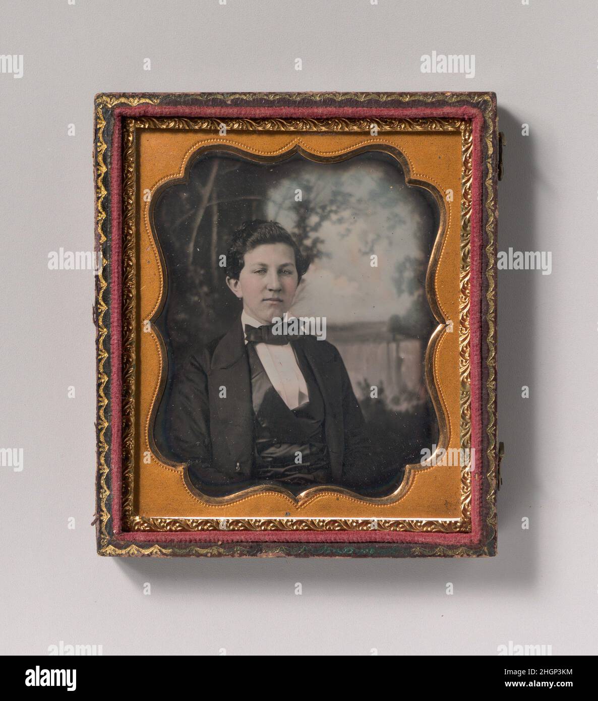 [Young Man Seated in Front of Painted Outdoor Backdrop] 1850s Unknown ...