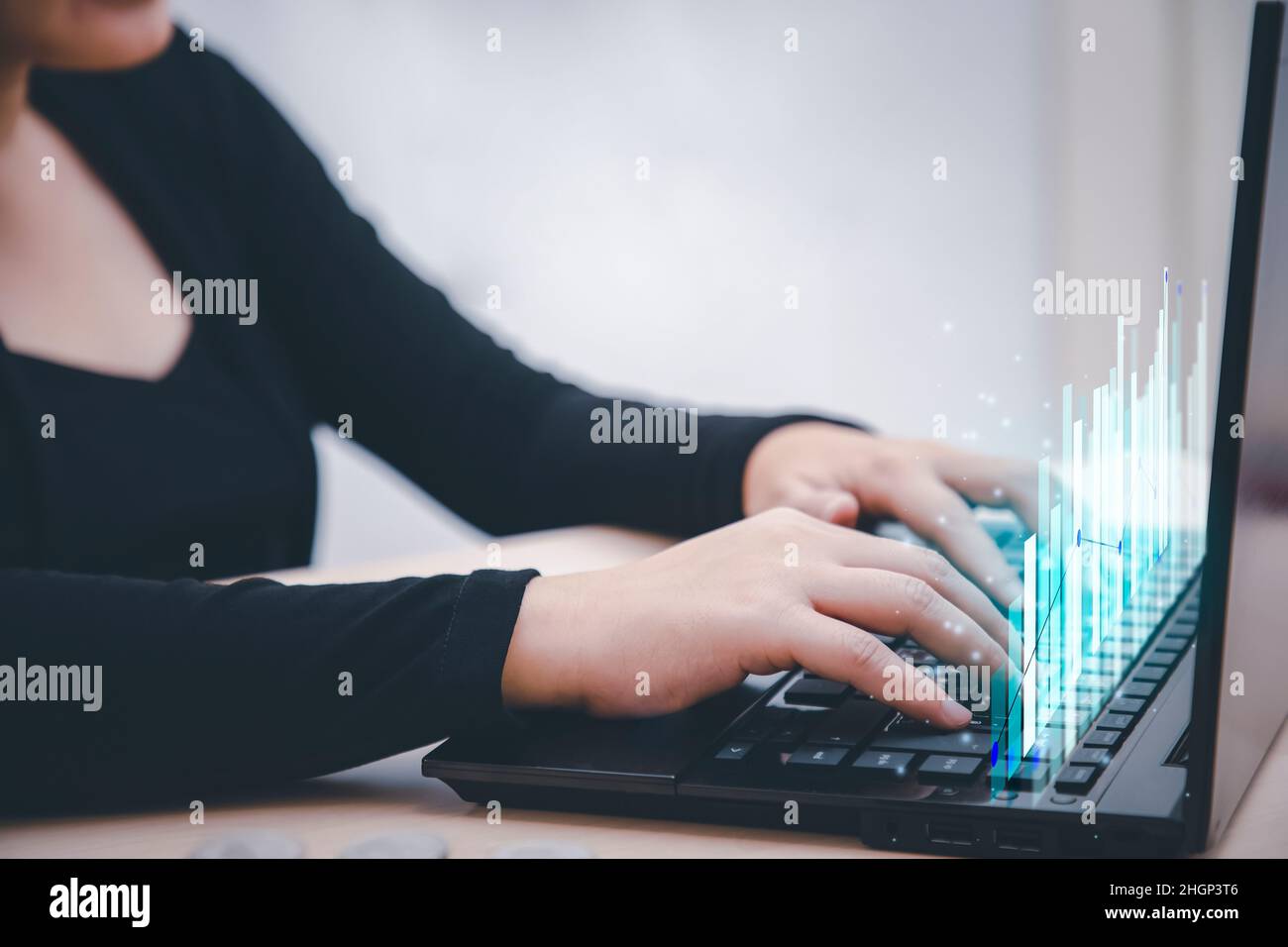 Businesswoman are using computers to work at home. Technology and ...