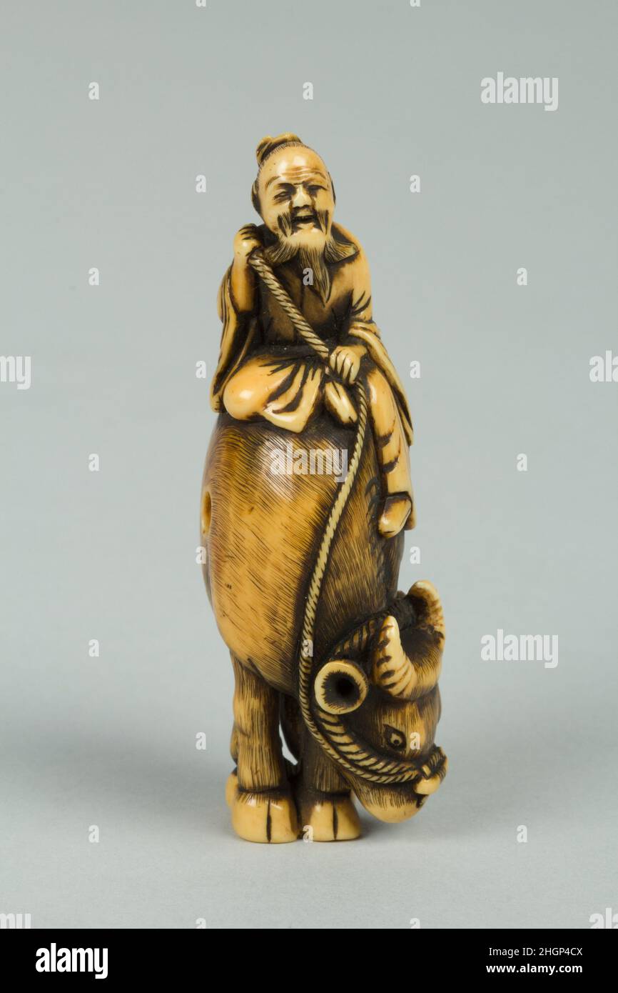 Netsuke of Man Riding a Buffalo 19th century Japan. Netsuke of Man ...