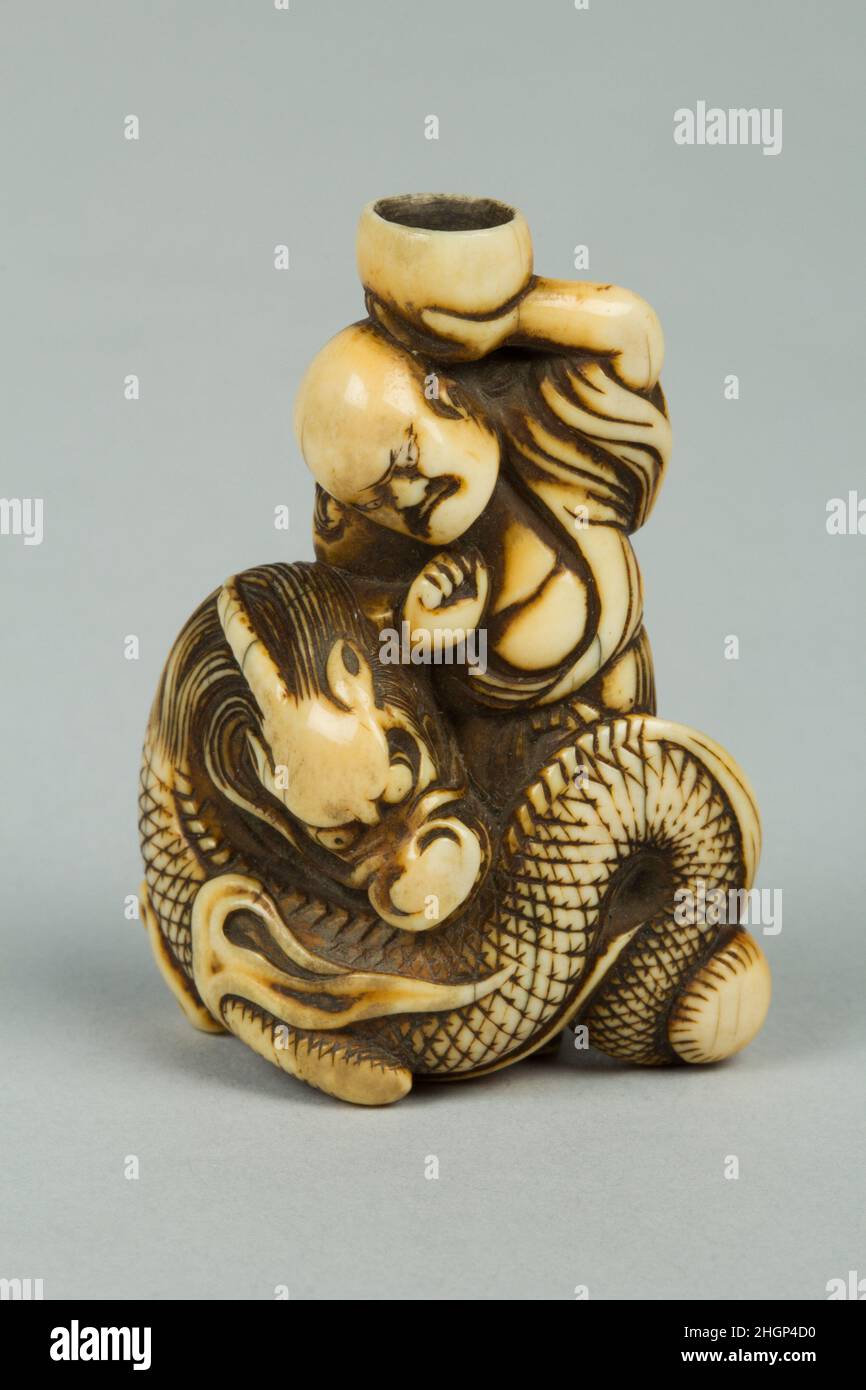 Netsuke of Man and Dragon 19th century Japan. Netsuke of Man and Dragon ...