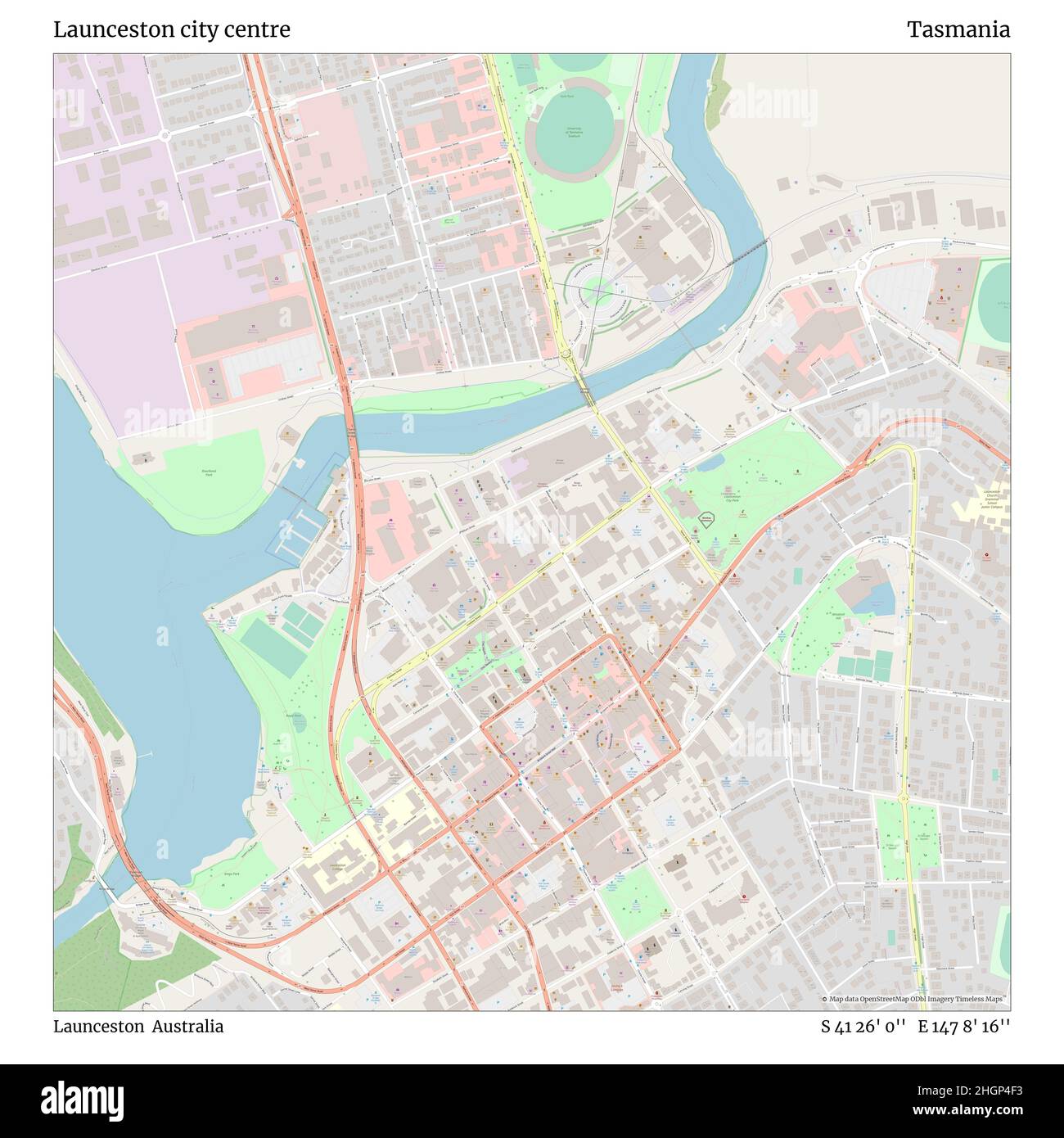 Launceston map Cut Out Stock Images & Pictures - Alamy