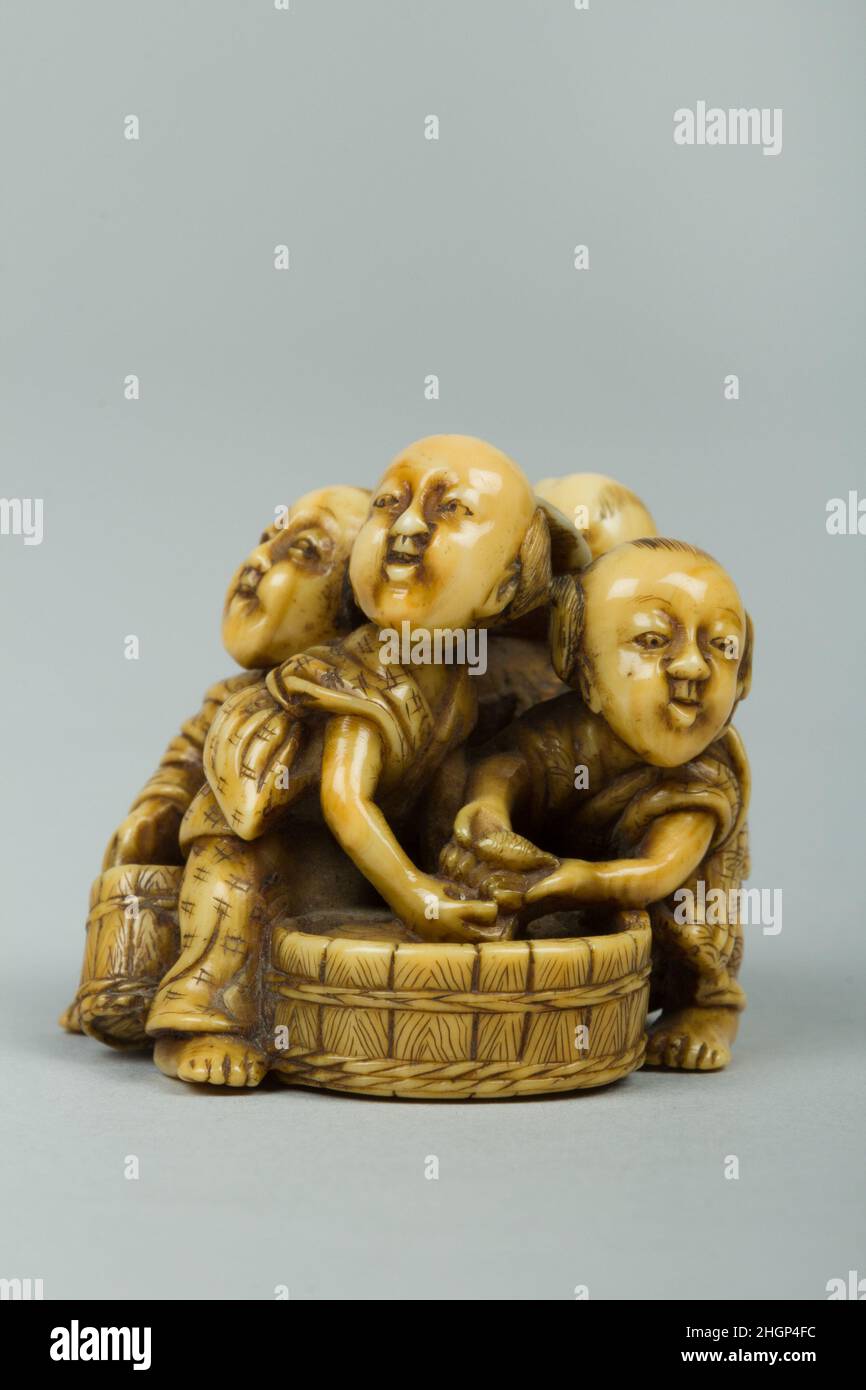 Netsuke of Group of Four Children 19th century Japan. Netsuke of Group ...