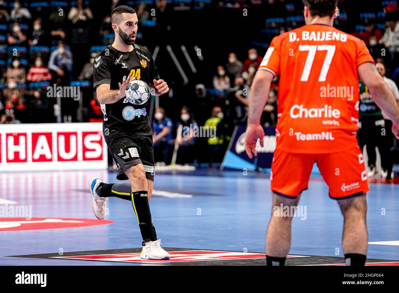 BUDAPEST, HUNGARY - JANUARY 22: Milos Bozovic of Montenegro during the ...