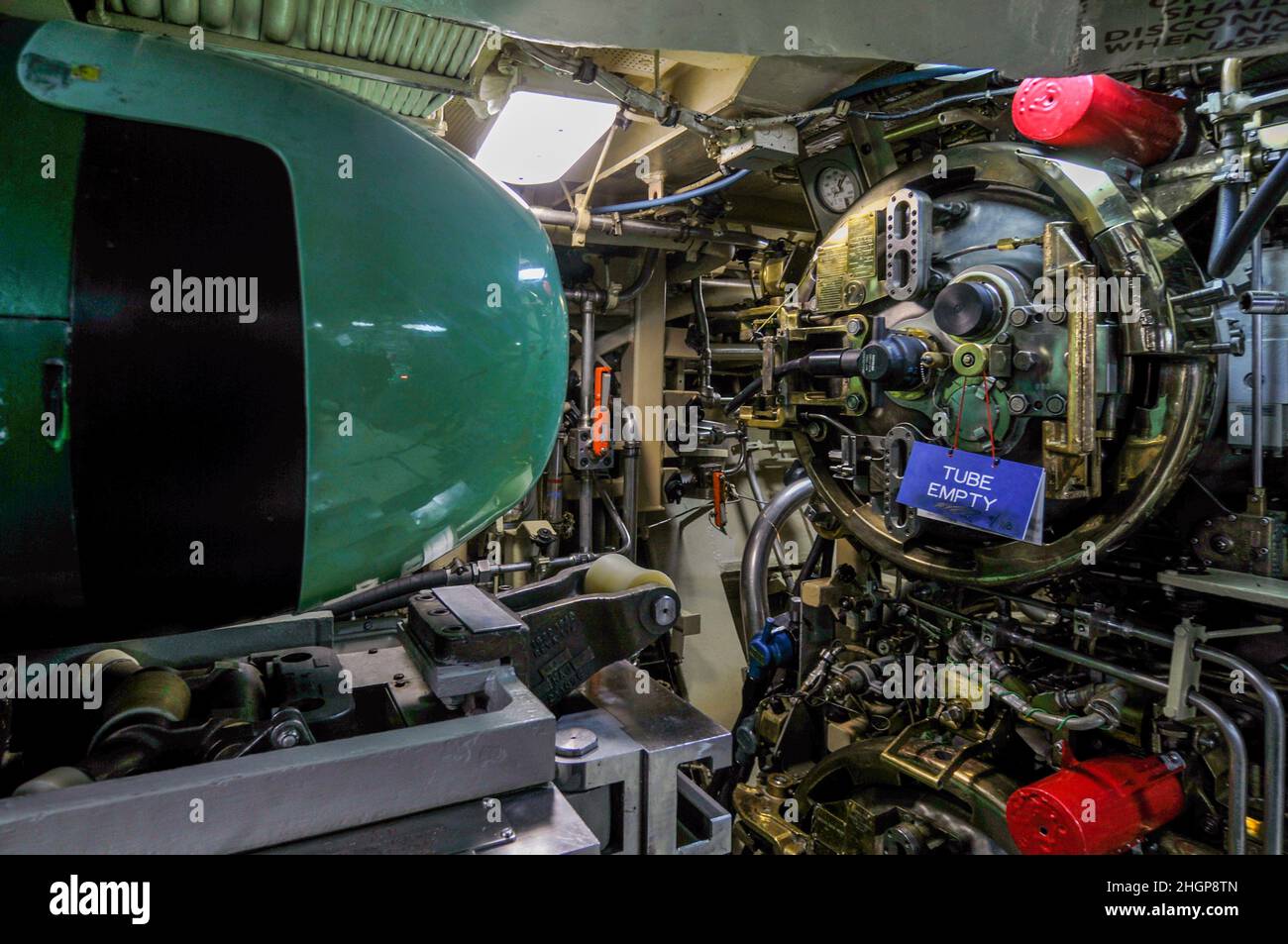 The torpedo tubes and torpedo, in an Ohio class US Navy submarine Stock ...