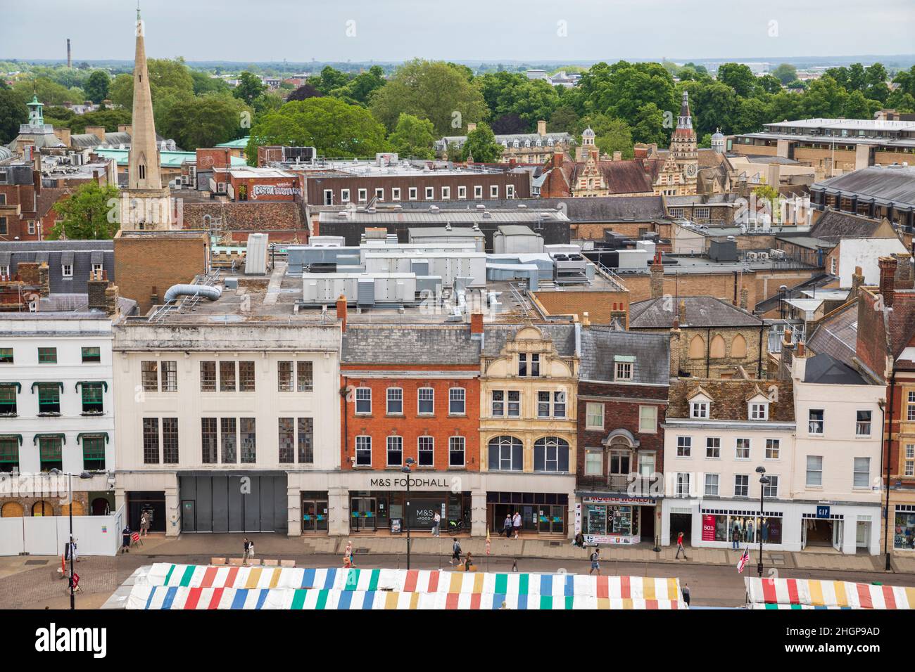 Rooftop view over Cambridge, England, as seen from the tower of Great ...