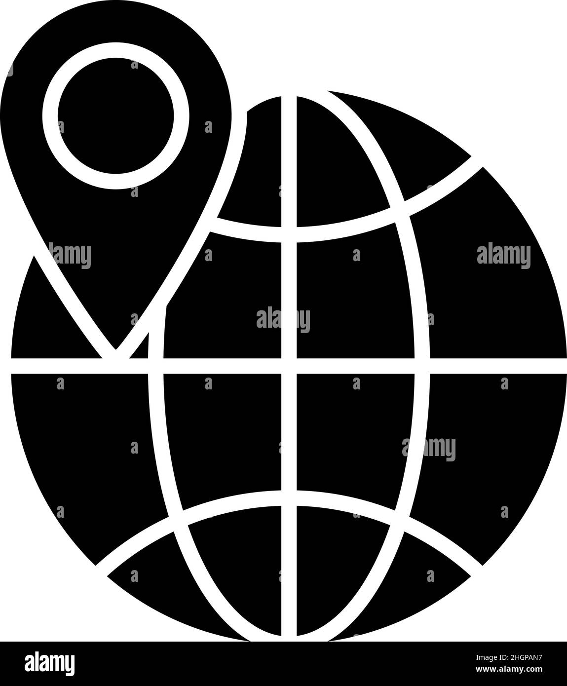 Globe location pin icon Black and White Stock Photos & Images - Alamy