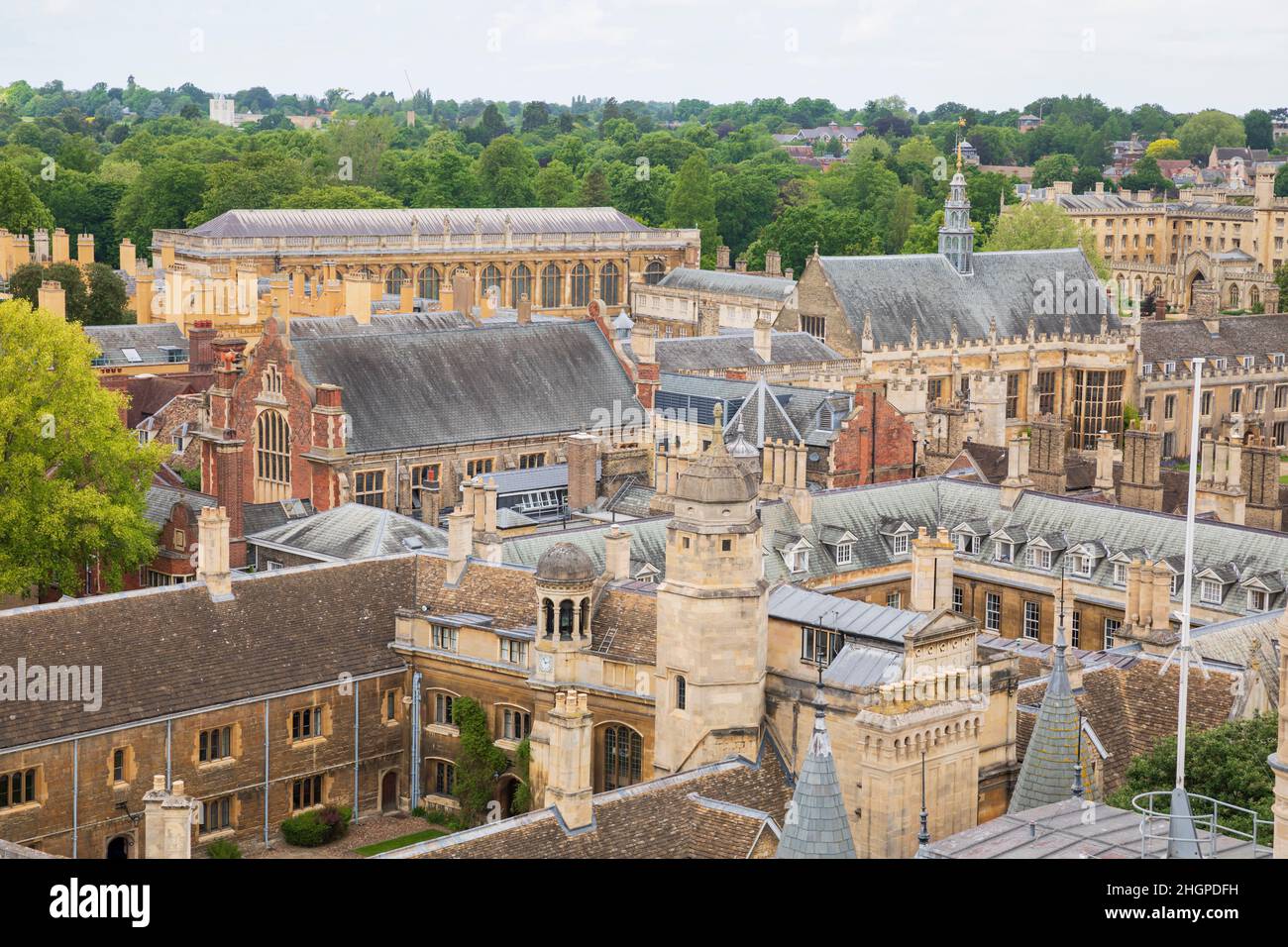 Rooftop view over Cambridge, England, towards the Wren Library, as seen ...