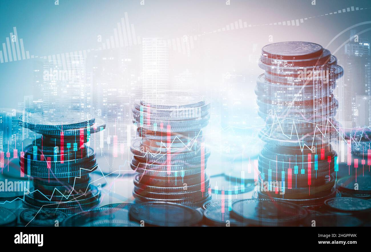 Saving Bank for Business Finance concept, coin and rows growth, Stock ...