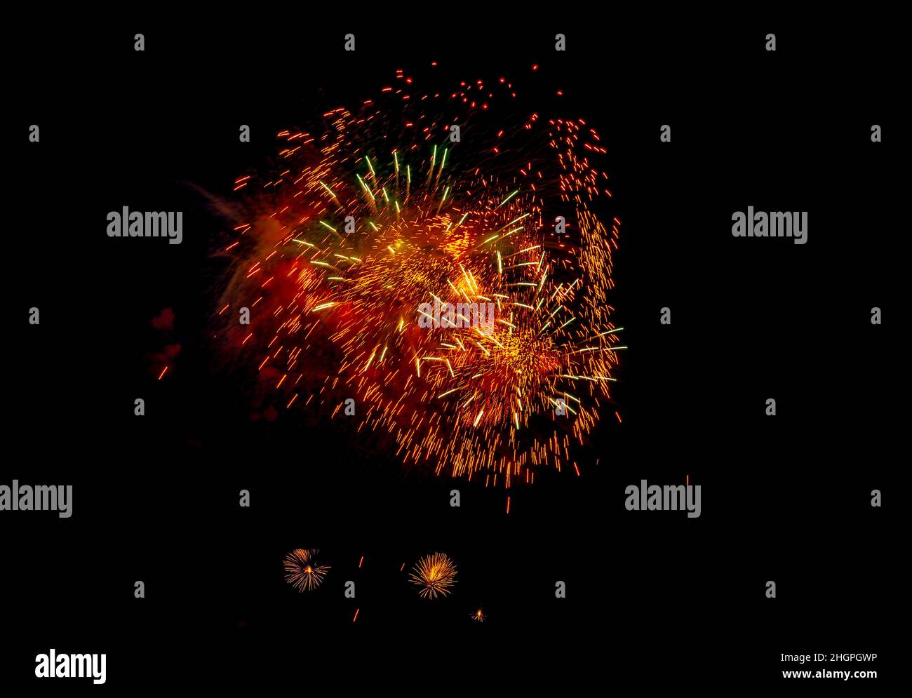 Backgrounds from festive fireworks. Fireworks in the night sky in honor ...
