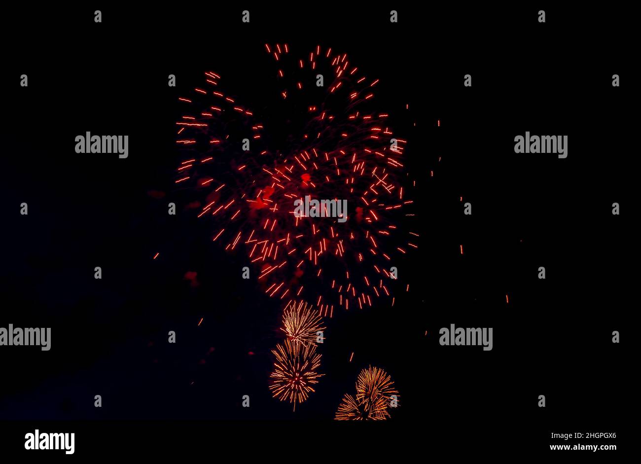 Backgrounds from festive fireworks. Fireworks in the night sky in honor ...
